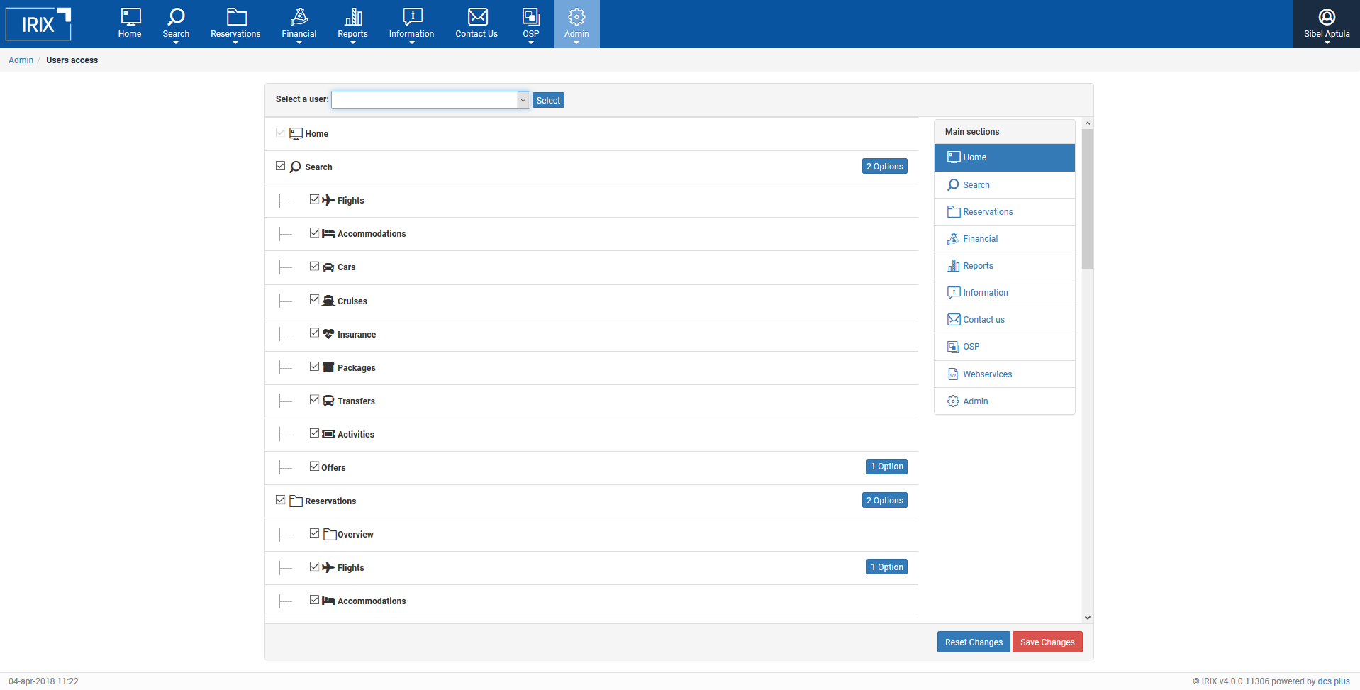 dcs plus | IRIX Travel Booking Engine Screenshots